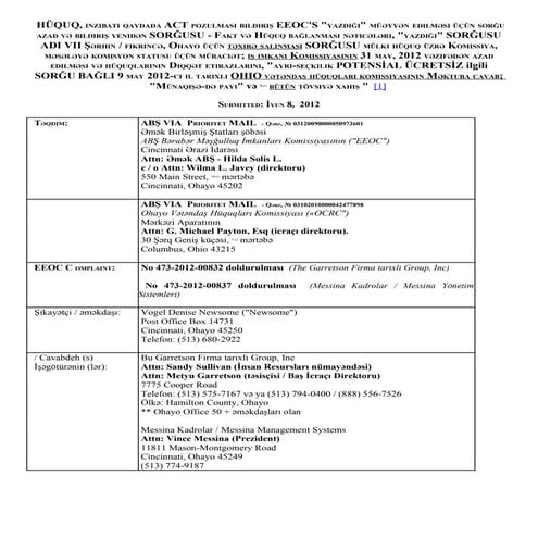 060812 EEOC Response (AZERBAIJANI) | PDF