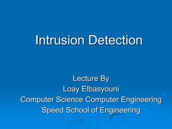 Intrusion detection system ppt | PPT