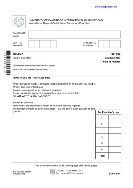 Cambridge Lower Secondary Checkpoint Past Paper P2 October-2017-science ...