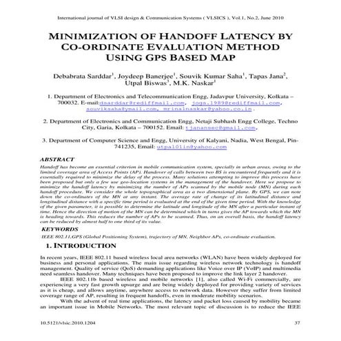 MINIMIZATION OF HANDOFF LATENCY BY CO-ORDINATE EVALUATION METHOD USING GPS BASED MAP | PDF