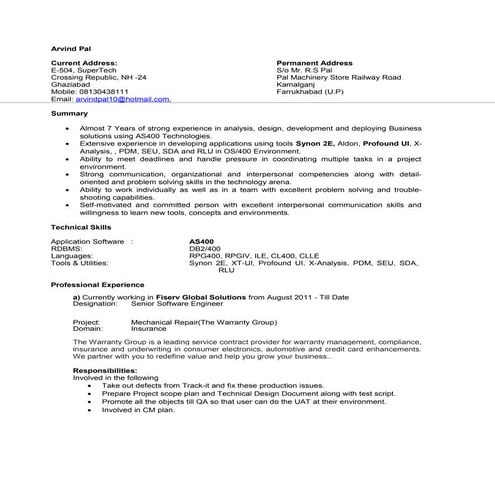 Arvind Pal_Resume | DOC