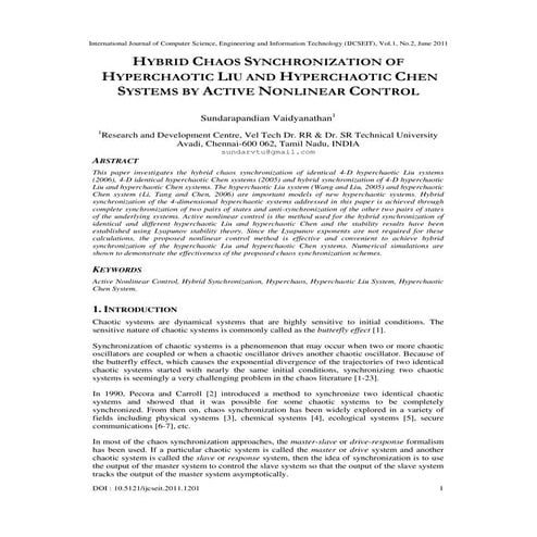 HYBRID CHAOS SYNCHRONIZATION OF HYPERCHAOTIC LIU AND HYPERCHAOTIC CHEN ...
