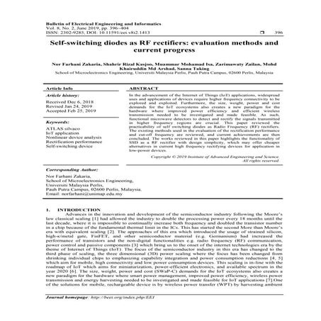 Self-switching diodes as RF rectifiers: evaluation methods and current ...