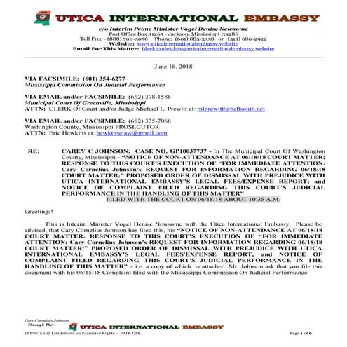 061818 FAX To MississippiCommissionOnJudicialPerformance ...