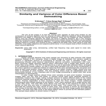 Similarity And Variance Of Color Difference Based Demosaicing Pdf
