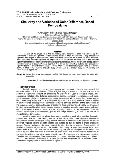 Similarity And Variance Of Color Difference Based Demosaicing Pdf
