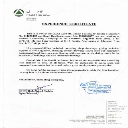 Azmeel Certificate | PDF