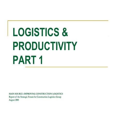 062 Logistics & Productivity PART 1 | PPT