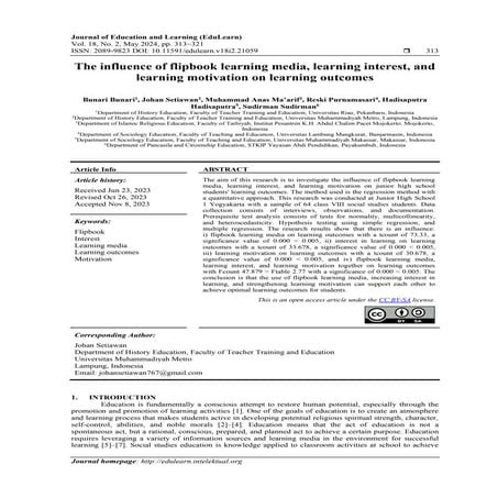 The influence of flipbook learning media, learning interest, and ...