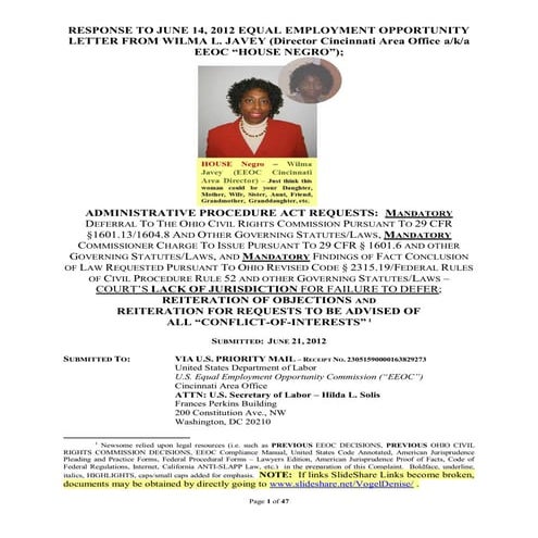 062112 Response To EEOC 06/14/12 Letter | PDF