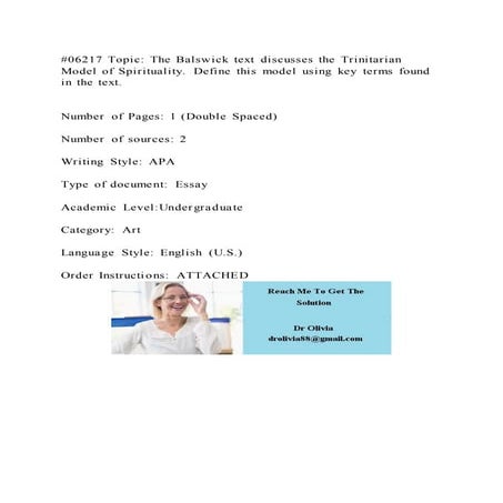 #06217 Topic The Balswick text discusses the Trinitarian Model of S | DOCX