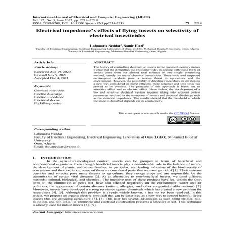 Electrical impedance’s effects of flying insects on selectivity of ...