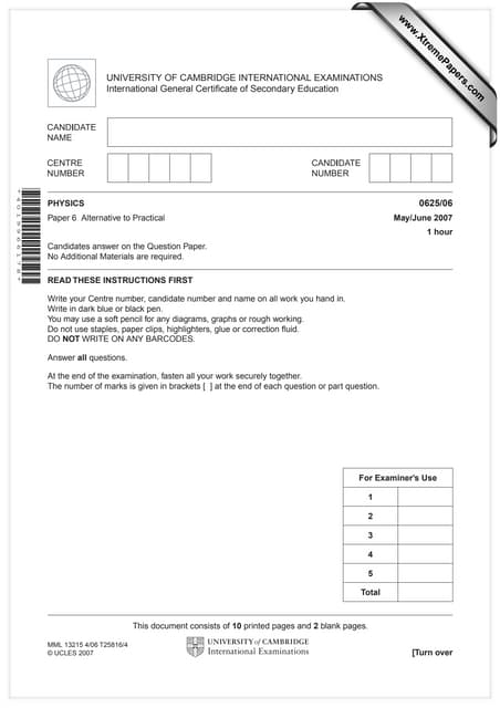 Cambridge IGCSE 0580 Mathematics specimen paper 1 for examination from ...