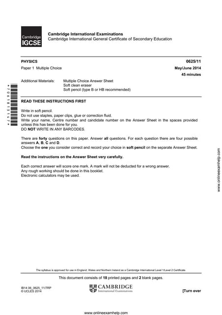 Supplementary multiple choice answer sheet - exam day - form 2 | PDF ...