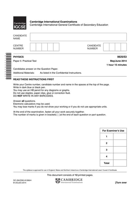 Cambridge IGCSE 0580 Mathematics specimen paper 4 for examination from ...