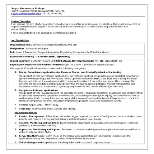 Sagar BODAGE's CV | PDF