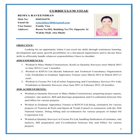 CV Remya | PDF