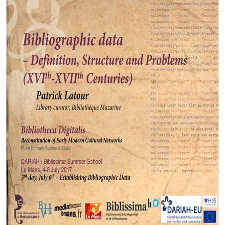 Bibliotheca Digitalis Summer School: Bibliographic data – Definition ...