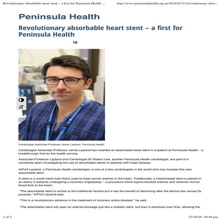 Media Releases 2016 Peninsula Health | PDF