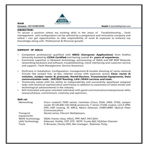 Ram's Networking Resume 9 | DOCX