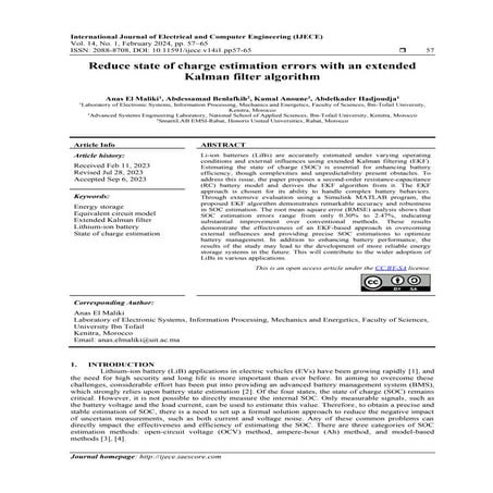 Reduce State Of Charge Estimation Errors With An Extended Kalman Filter