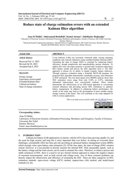 Reduce State Of Charge Estimation Errors With An Extended Kalman Filter
