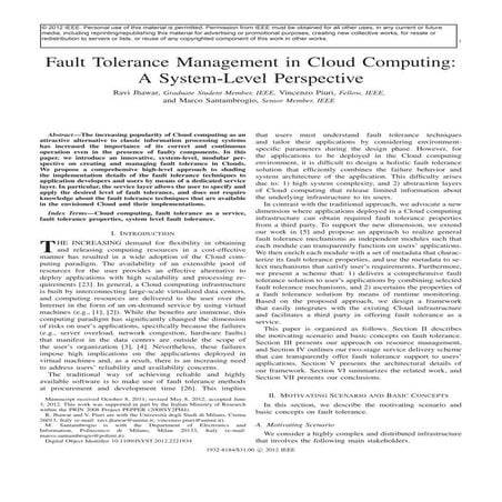 Fault Tolerance Management In Cloud Computing Pdf Cloud Computing