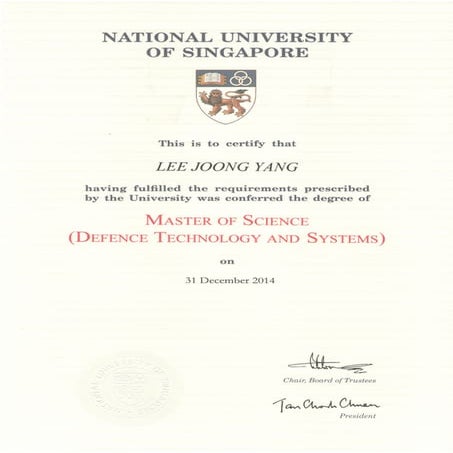 NUS_MSc Defence Technology and Systems LEE JOONG YANG | PDF ...