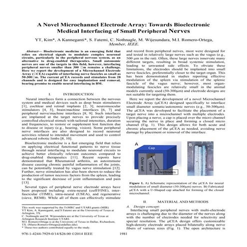 Novel Microchannel Electrode Array: Towards Bioelectronic Medical Interfacing of Small ...