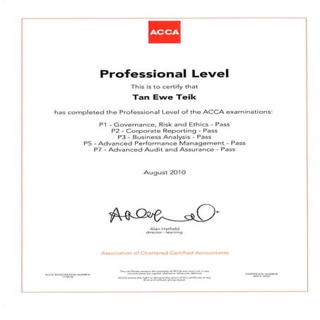 ACCA Professional Certificates | PDF