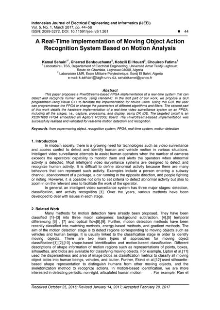 A Real Time Implementation Of Moving Object Action Recognition System