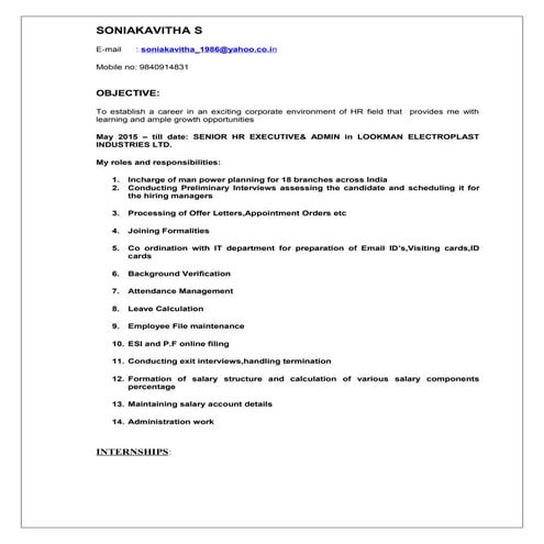 sonia resume | DOC