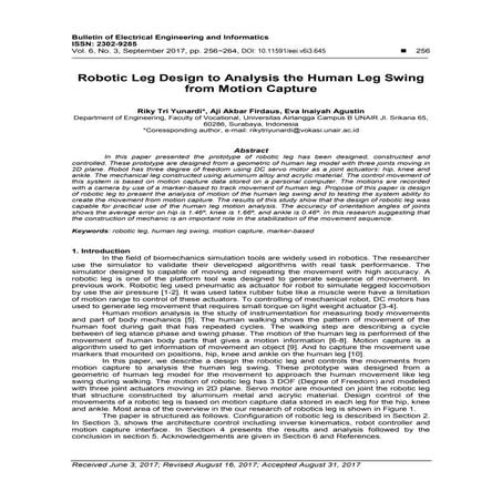 Robotic Leg Design to Analysis the Human Leg Swing from Motion Capture ...