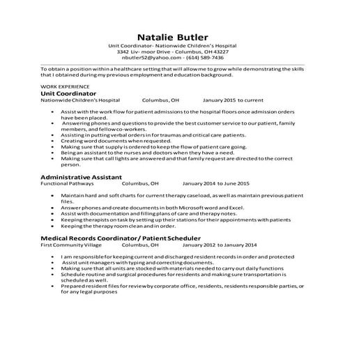 Natalie Butler resume | PDF