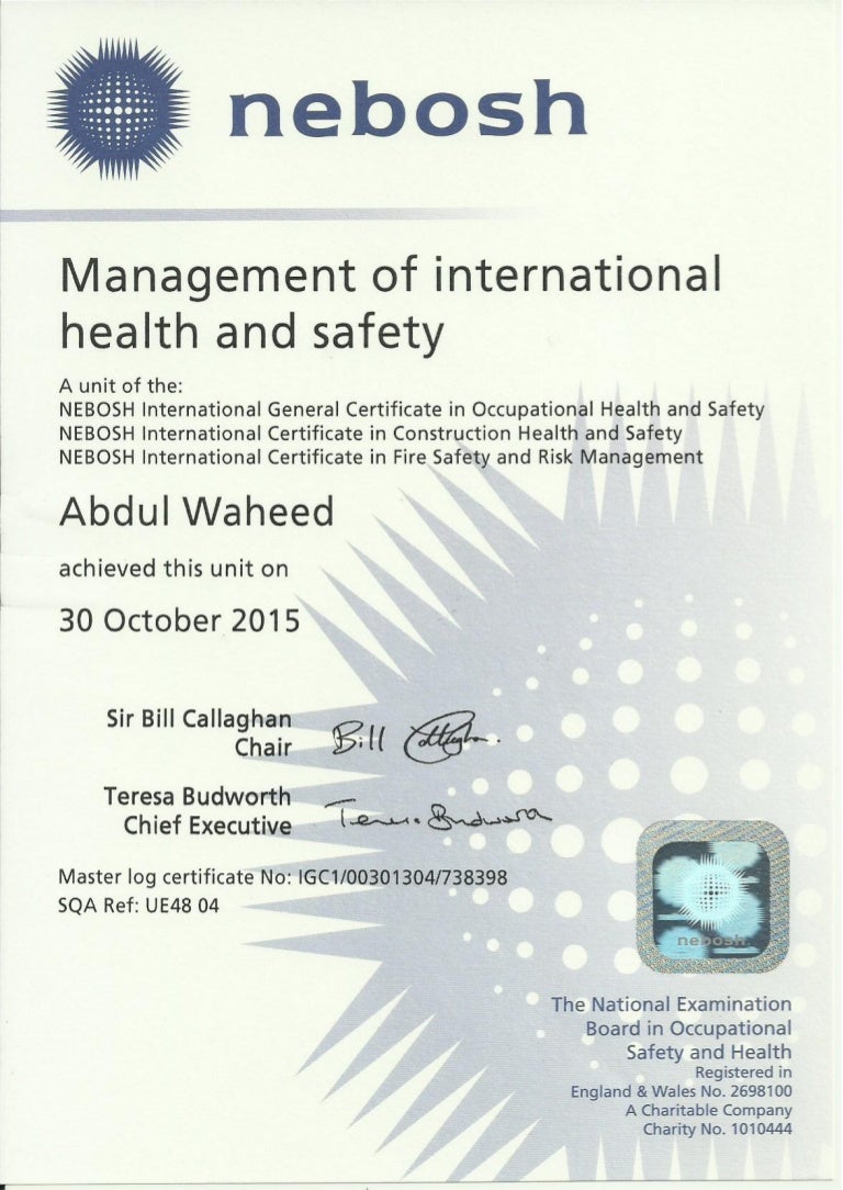 Nebosh Certificate