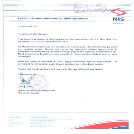 Letter of recomendation NIS ad | PDF