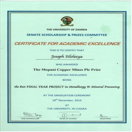 Joseph Lupa Silolezya-Project Certificate | PDF