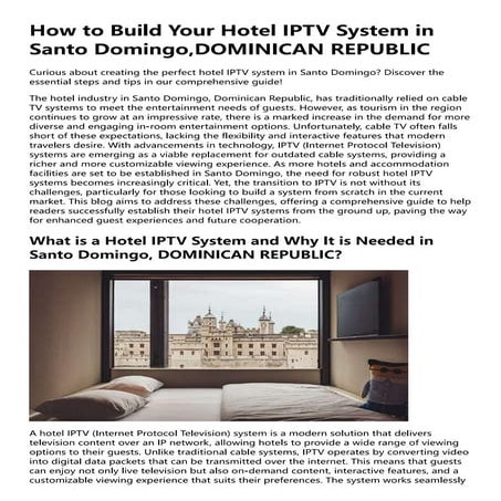How to Build Your Hotel IPTV System in Santo Domingo，DOMINICAN REPUBLIC | PDF