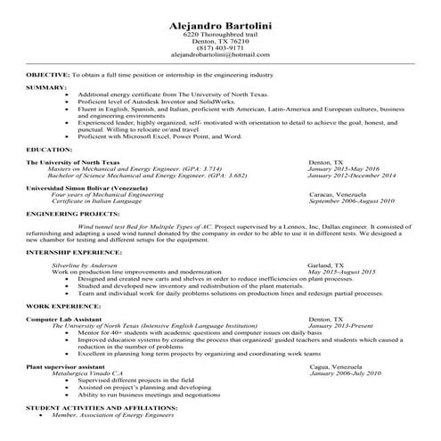 Alejandro Bartolini Resume | PDF