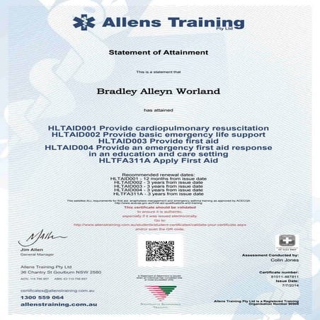 First Aid Education Cert. | PDF | First Aid | Injuries