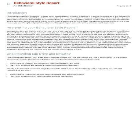 Behavior style | PDF