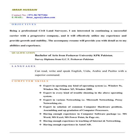 Land Surveyor Updated CV | DOC