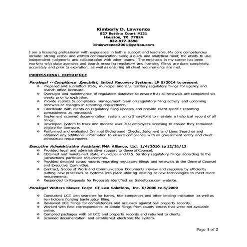 Kimberly Lawrence Licensing CV 2015 | DOCX