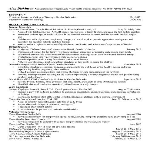 Dickinson_PediatricNurseResume | DOCX | Daycare and Pre-School | Parenting