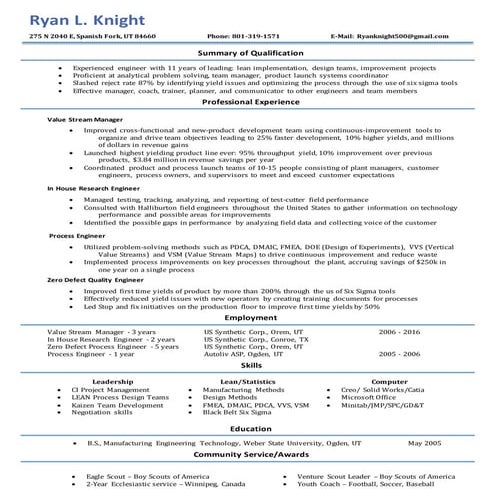 Ryan Knight's Resume | PDF