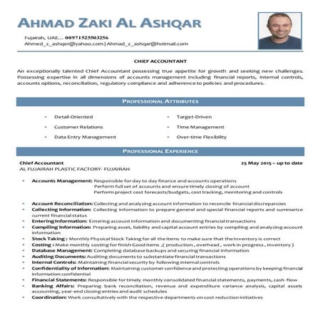 Ahmed C.V Chief Accountant | DOCX
