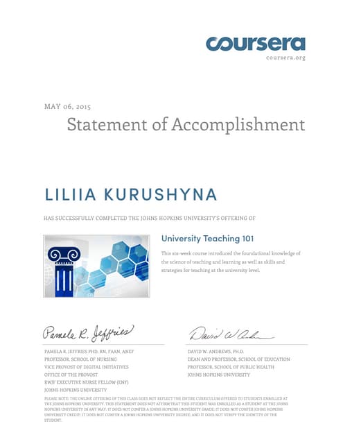 Coursera univteaching101 2015 | PDF