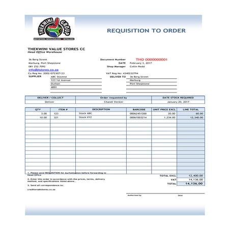 Requesition to order head Office | PDF