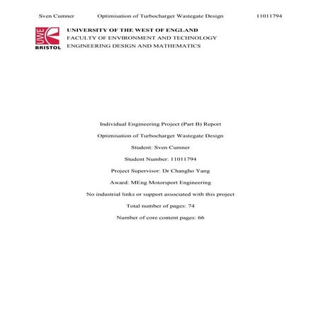 Part B Individual Engineering Project Report - 11011794 | PDF