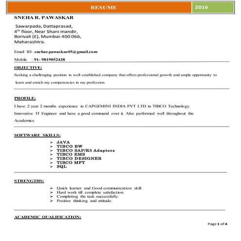 Sneha Resume | PDF